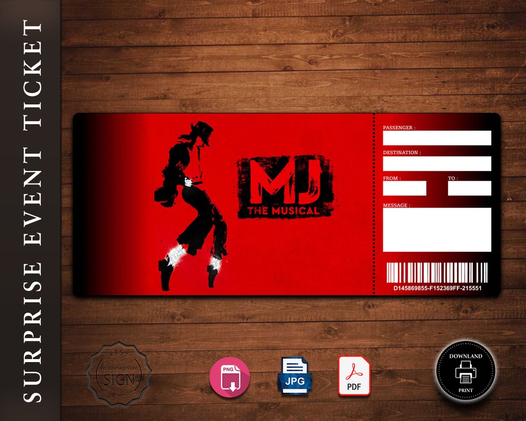MJ Broadway Surprise Ticket, MJ the Musical Collectible Theater Ticket ...