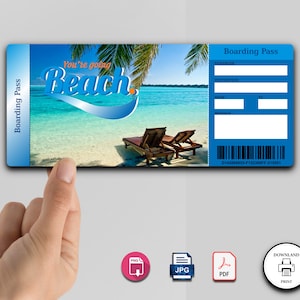 Beach Trip Ticket | Tropical Vacation Tickets Instant Download ...