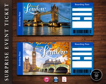 Surprise LONDON Trip Ticket. Boarding Pass. Trip Ticket. Vacation ...