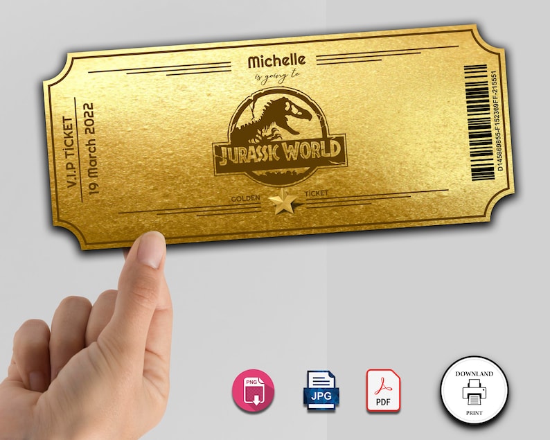 JURASSIC WORLD Surprise Universal Studios Trip Tickets. Vacation Ticket. Boarding Pass ...