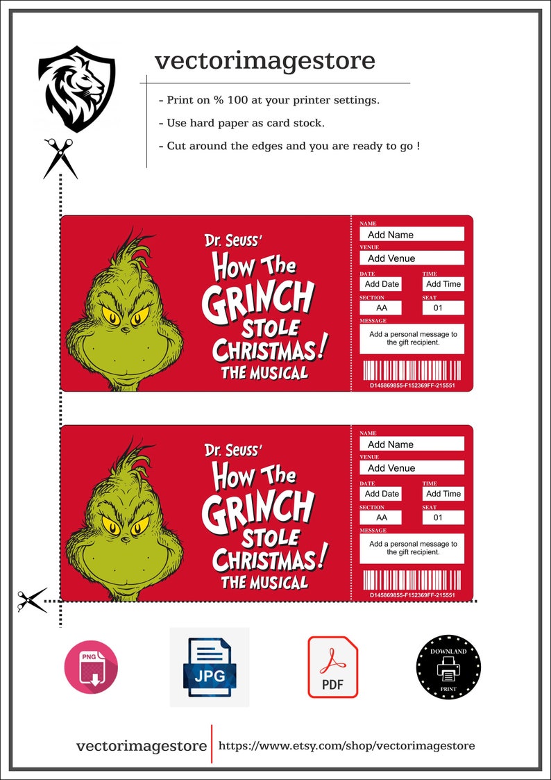 How the Grinch Stole Christmas Broadway Surprise Ticket the - Etsy