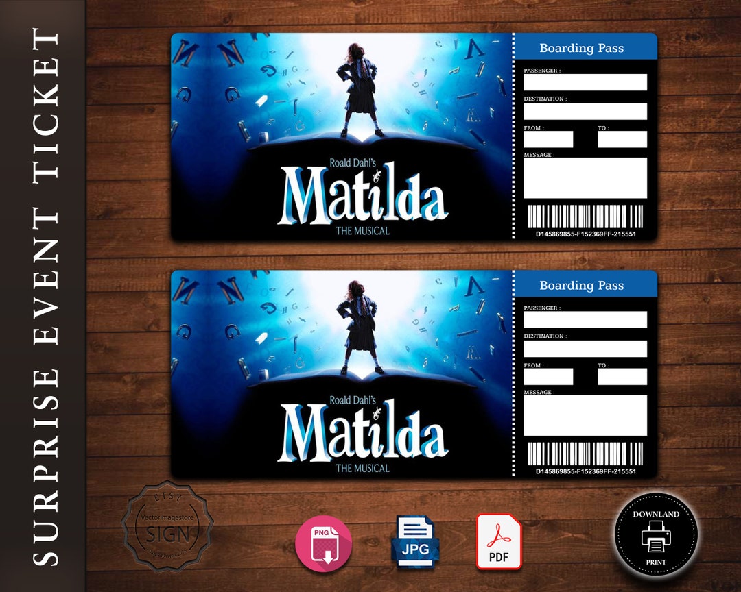 Matilda Broadway Surprise Ticket, Matilda the Musical Collectible ...