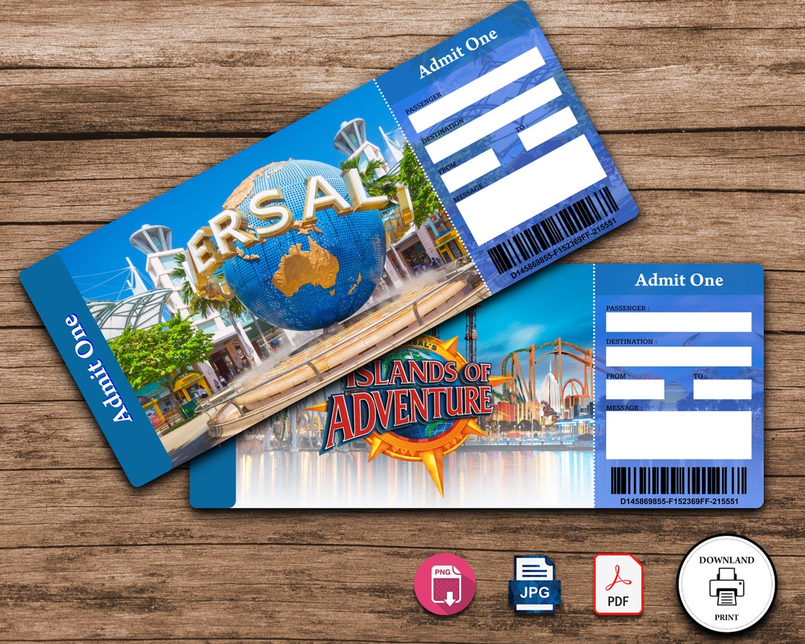 UNIVERSAL STUDIOS Surprise Trip Ticket Universal Gift Ticket - Etsy