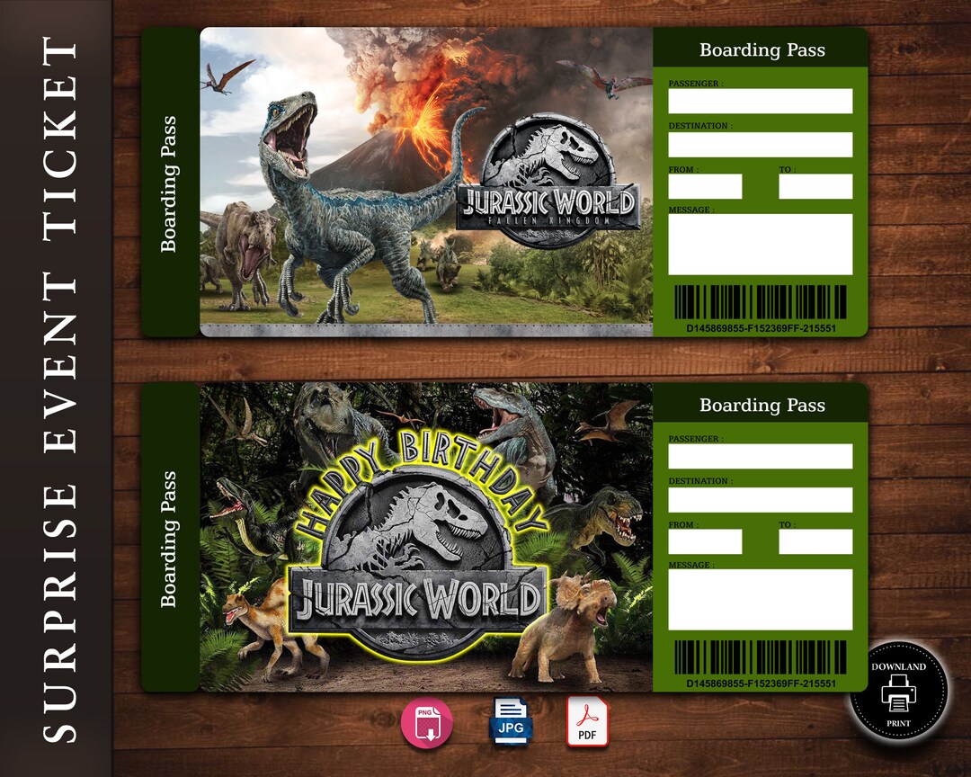 JURASSIC WORLD and Birthday Surprise, Universal Studios Trip Tickets. Vacation Ticket. Boarding ...