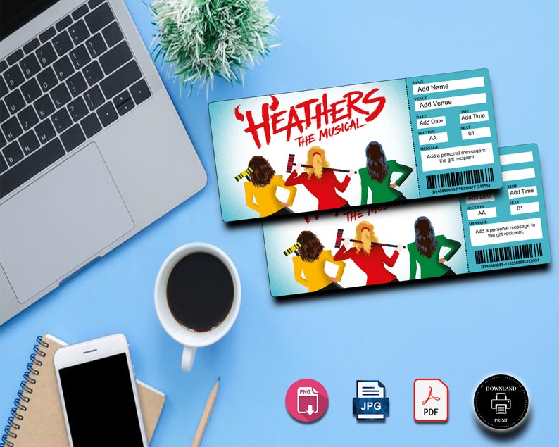 THE HEATHERS Broadway Surprise Ticket. Editable Musical - Etsy