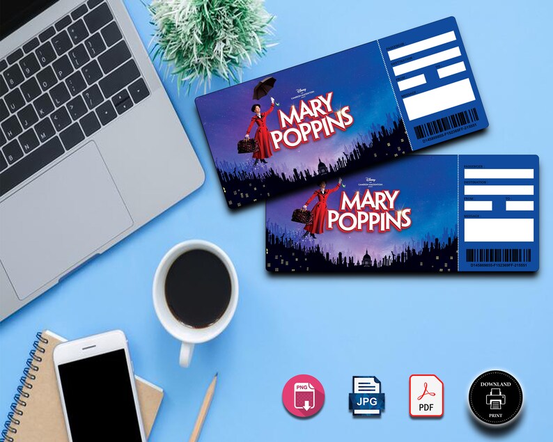MARY POPPINS Broadway Surprise Ticket. Editable Musical - Etsy