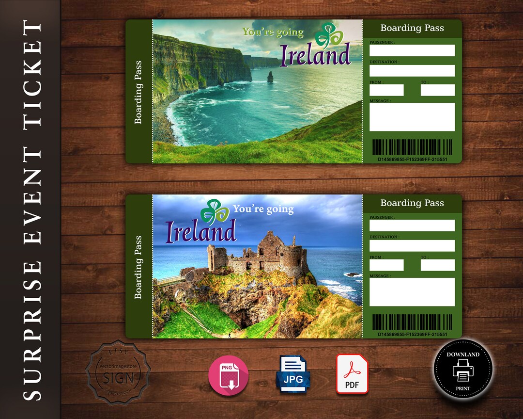 Ireland Trip Ticket | Vacation Tickets Instant Download | Boarding Pass ...
