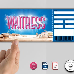 WAITRESS Broadway Surprise Ticket. Editable Musical Theatre Faux Event ...