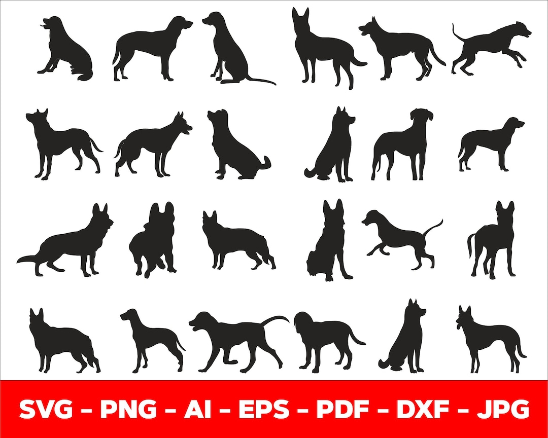 Dog Silhouettes Svg, Bundle Dog Silhouettes Png Bundle Cricut Cut Files ...
