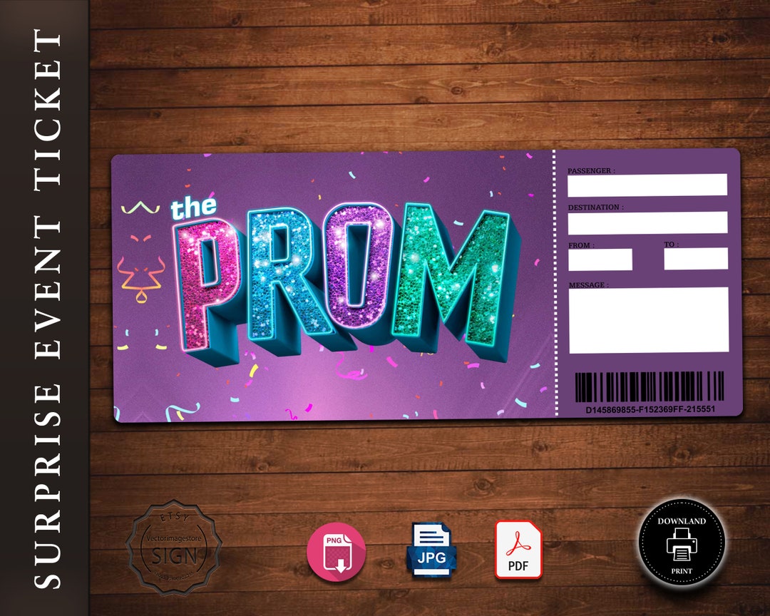 THE PROM Broadway Surprise Ticket Editable Musical Theatre Faux Event ...