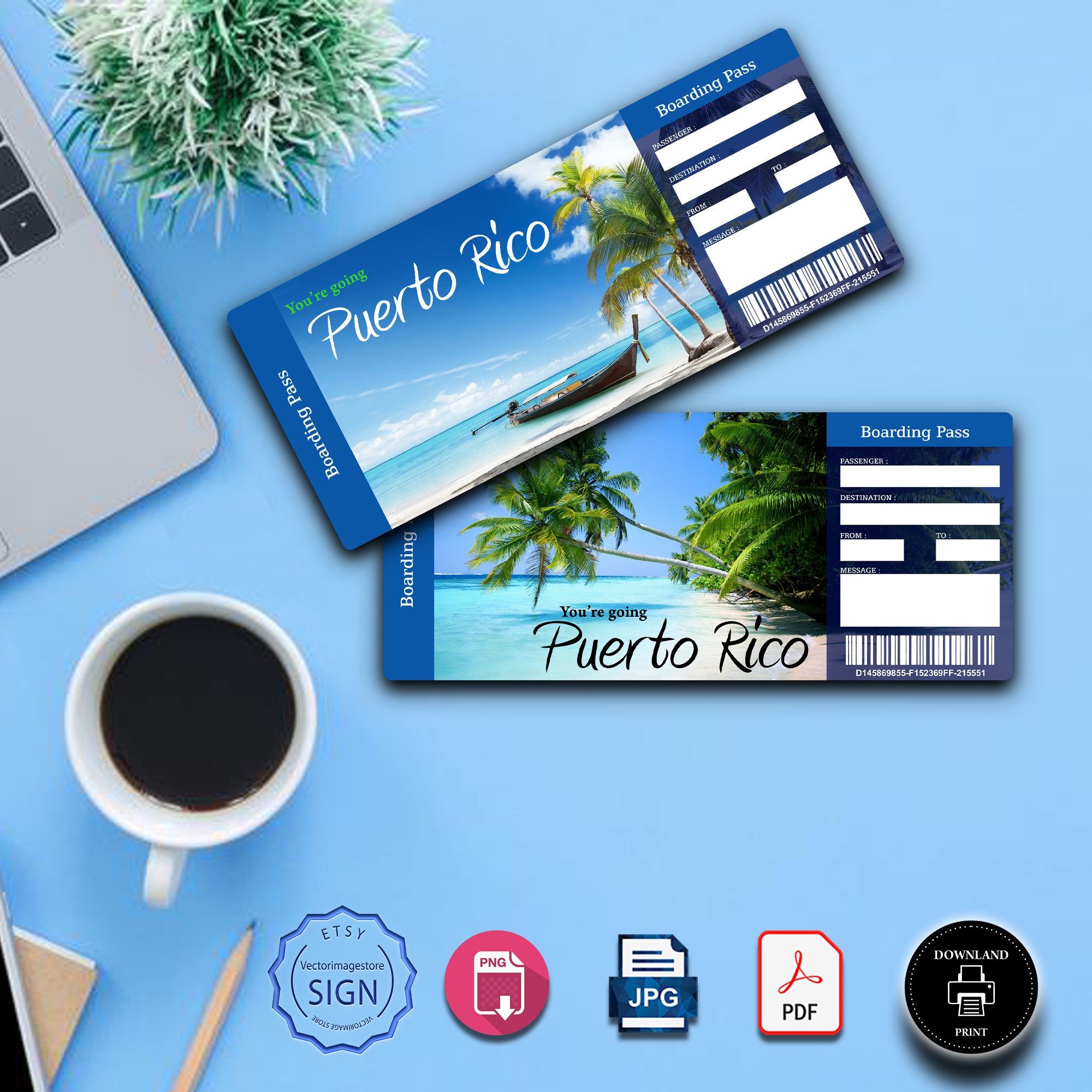 PUERTO RICO Surprise Trip Gift Ticket. Boarding Pass. - Etsy