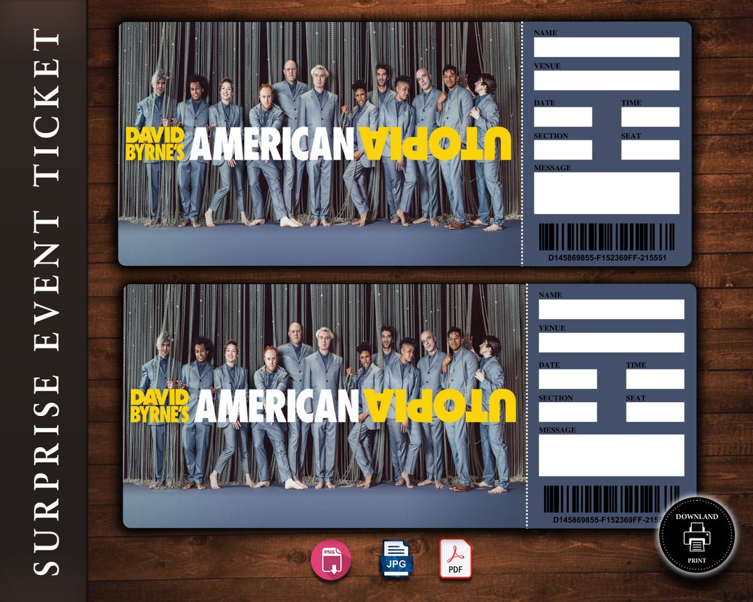 AMERICAN UTOPIA Broadway Surprise Ticket. Editable Musical Theatre Faux ...