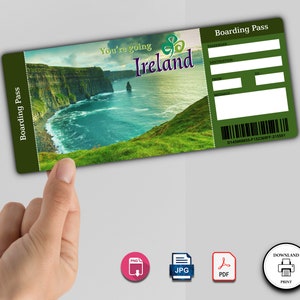 Ireland Trip Ticket | Vacation Tickets Instant Download | Boarding Pass ...