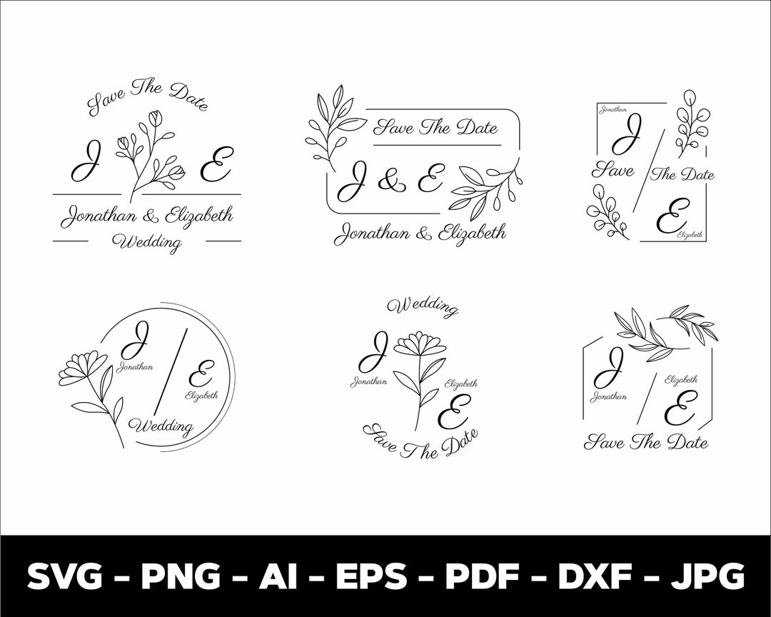 Wedding Svg Bundle, Wedding Monogram Svg, Bride and Groom Svg, Save the ...