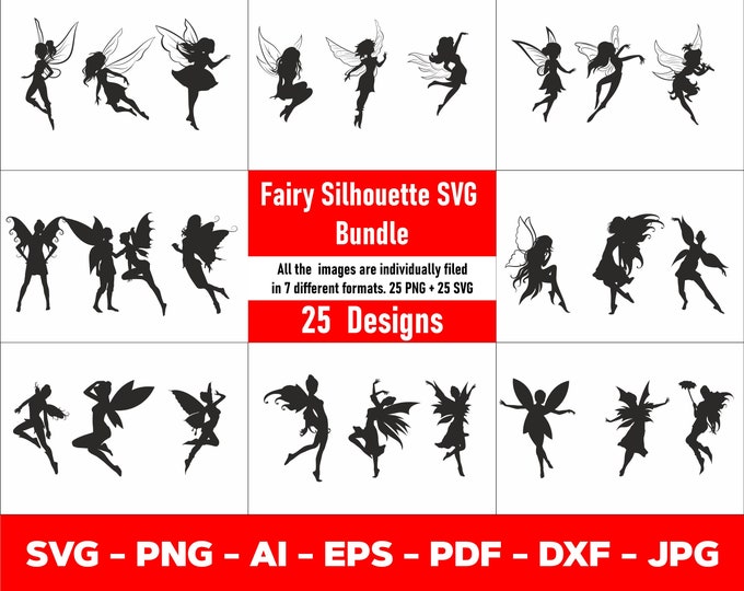Fee Silhouette SVG, Fee Silhouette SVG Bundle, Fee Clipart, Fee Cricut ...