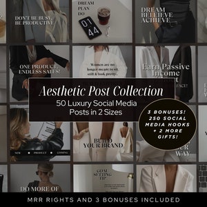 Aesthetic Instagram Templates for Faceless Digital Marketing, Luxe ...