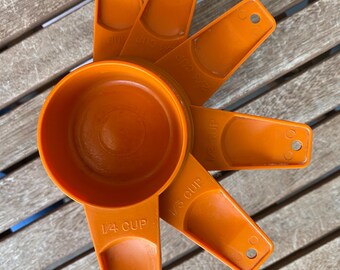 Vintage Orange Tupperware Measuring Cups Complete Set Retro Tupperware ...