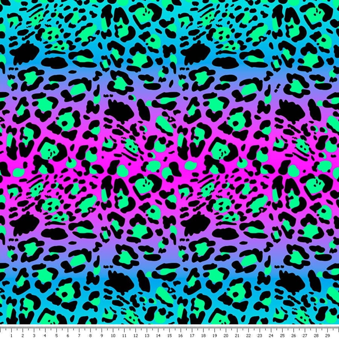 Violet-turquoise Leopard Pattern - Waterproof Polyester Fabric PN-EN 71 ...