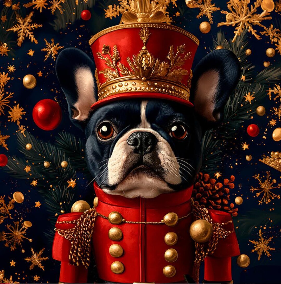 Christmas French Bulldog - Velvet Panel - Fabric for a Pillowcase ...