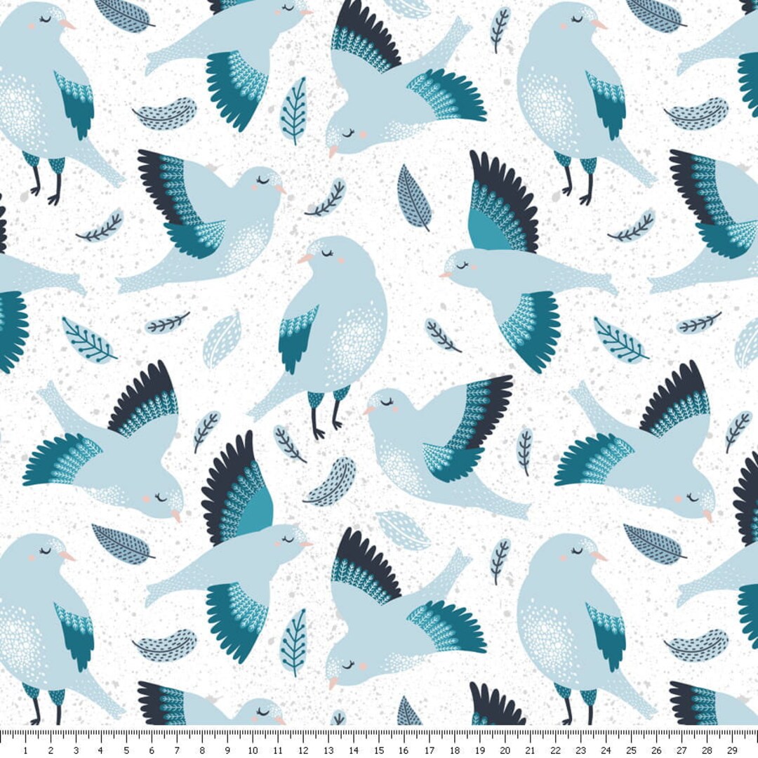 Blue Birds Pattern - 100% Cotton Fabric - Etsy
