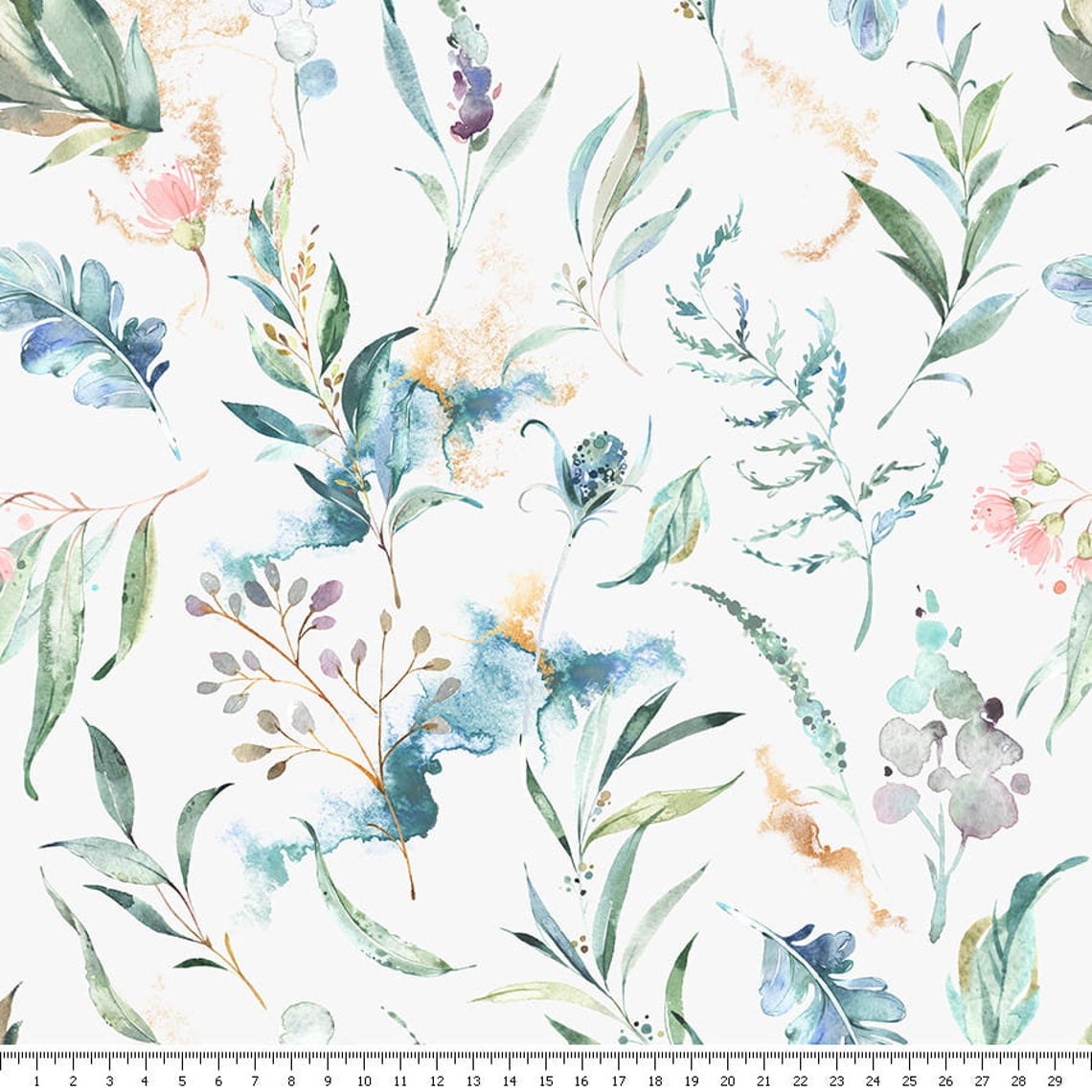 Pastel Watercolor Flowers Pattern- Waterproof Polyester Fabric PN-EN 71 ...