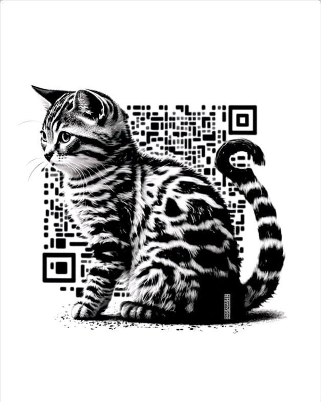 Cat QR Code - Waterproof Fabric Panel for a Bag - Etsy
