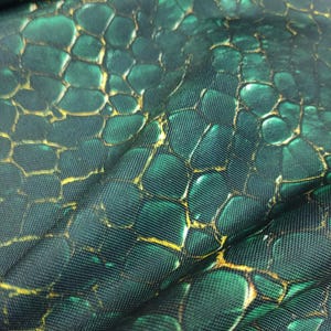 Green and Gold Snake Skin Pattern - Waterproof Polyester Fabric PN-EN ...