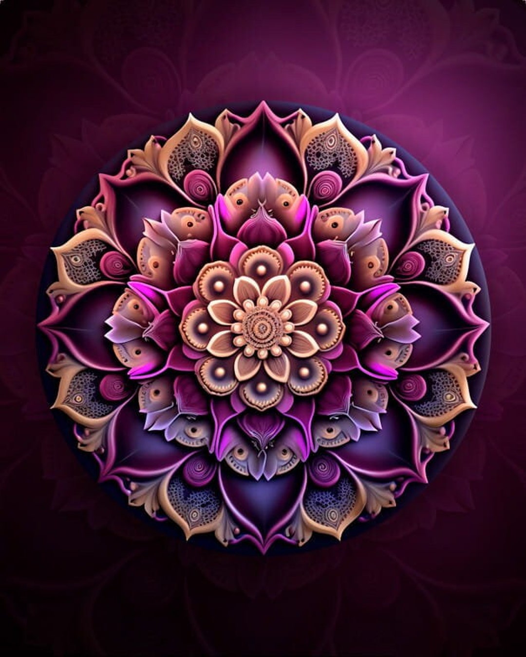 Purple Mandala - Waterproof Fabric Panel for a Bag - Different Sizes - Etsy