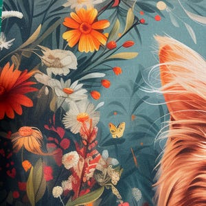 Ginger Cat in Flowers - Waterproof Fabric Panel for a Bag - Different ...