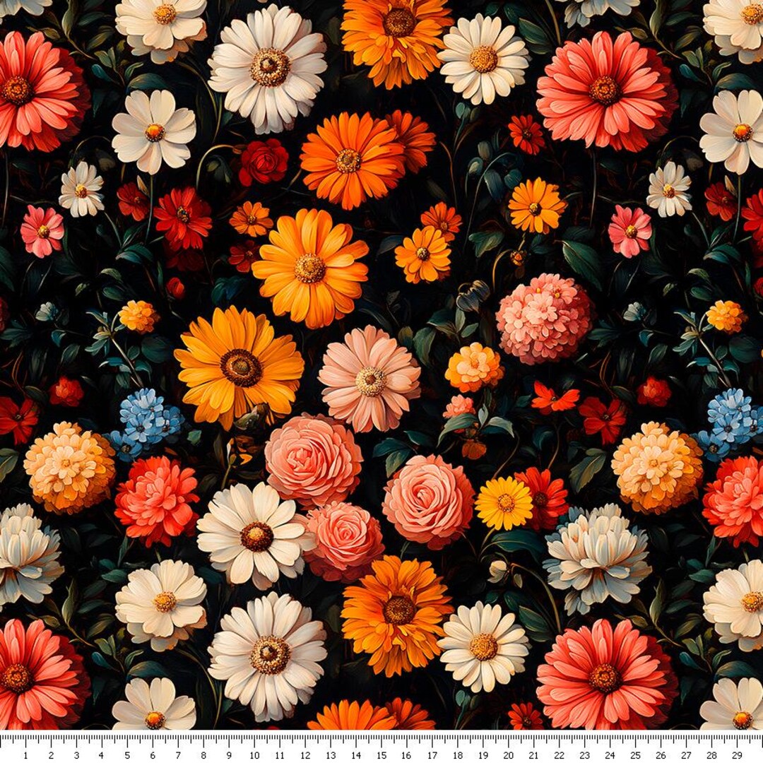 Gerbera Flowers - Waterproof Polyester Fabric PN-EN 71-3: 1998 - Etsy UK