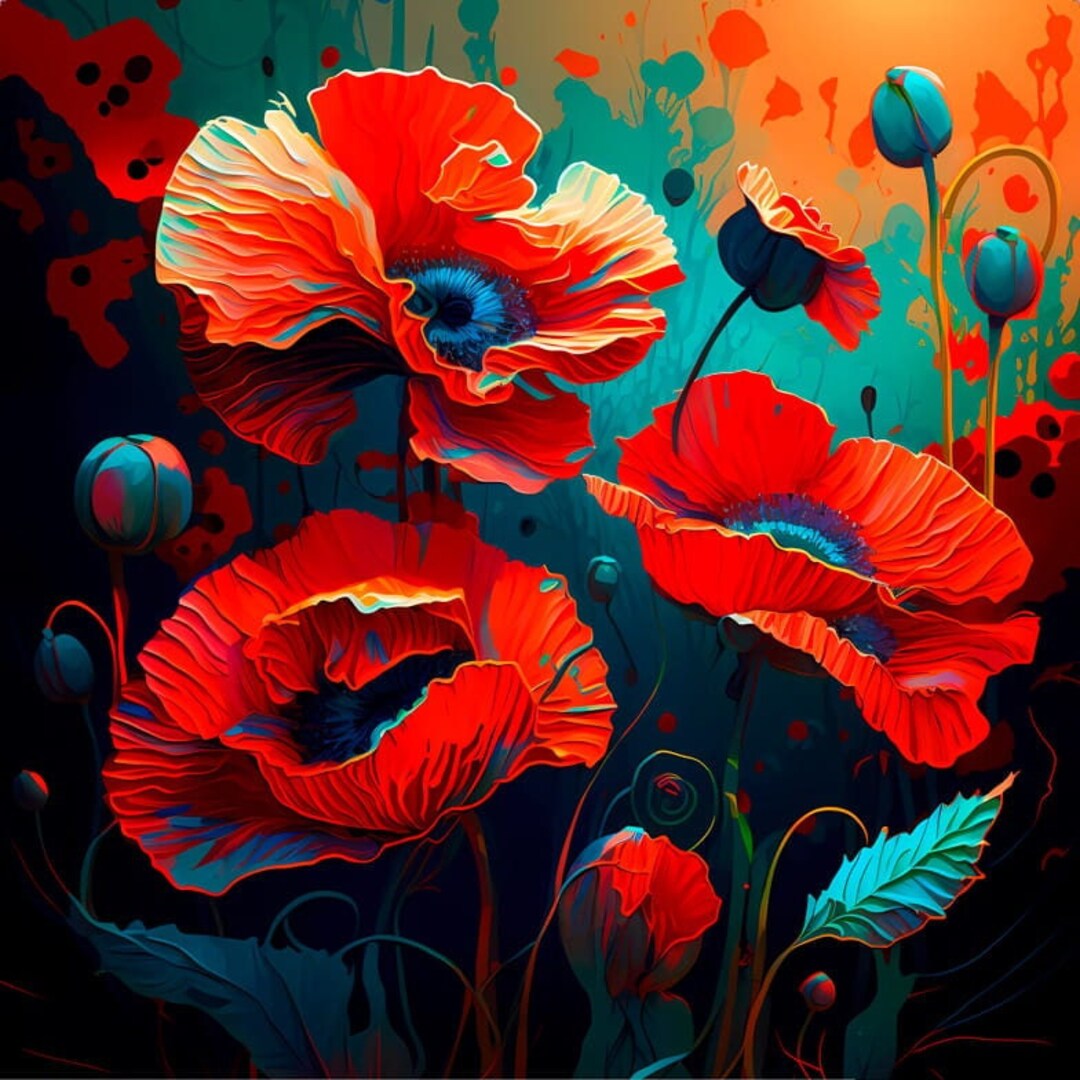 Painted Poppies - Velvet Panel - Fabric for a Pillowcase - Different ...