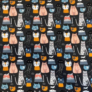 Cats - Jersey Cotton Fabric - Etsy