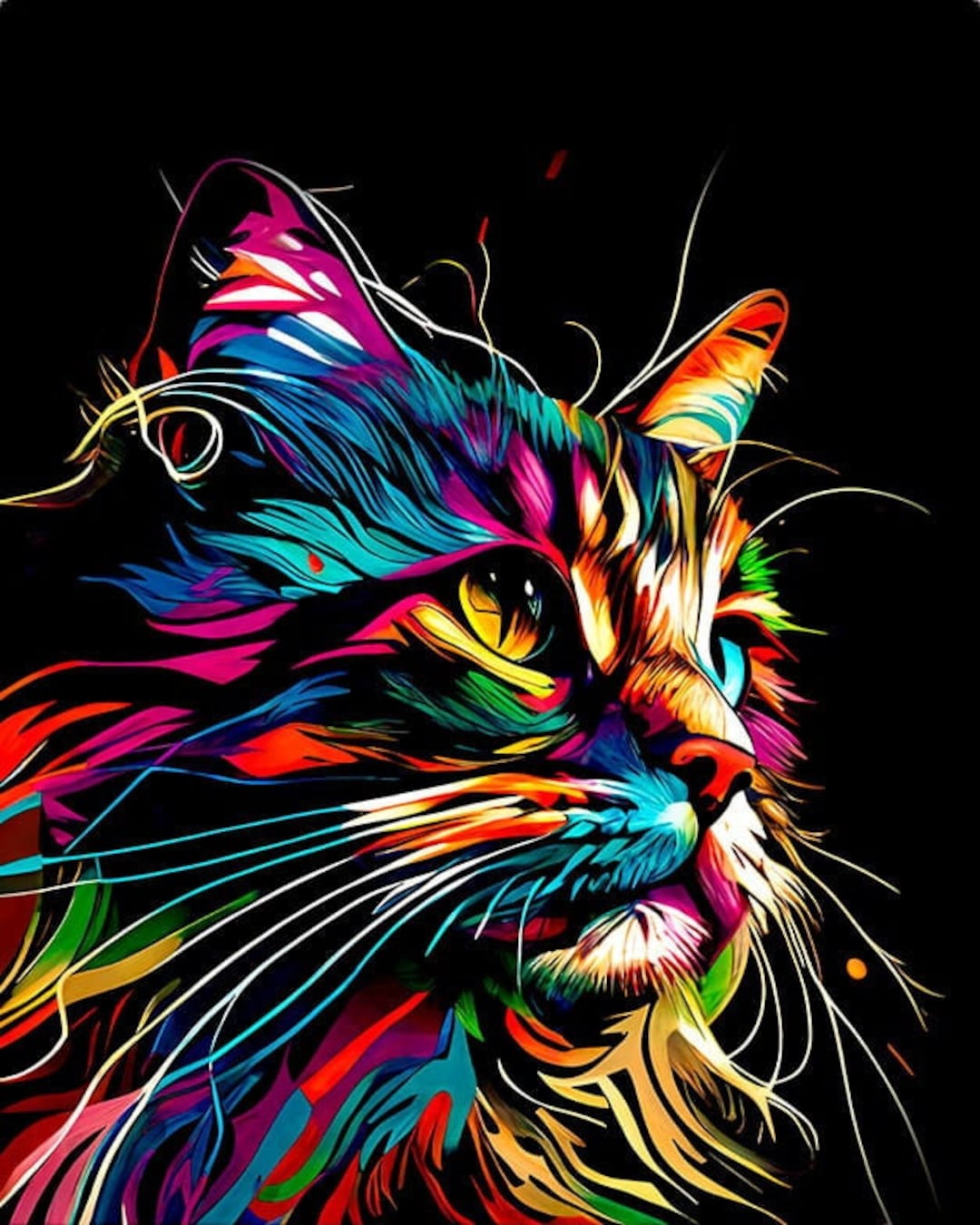 Colorful Cat - Waterproof Fabric Panel for a Bag - Different Sizes - Etsy