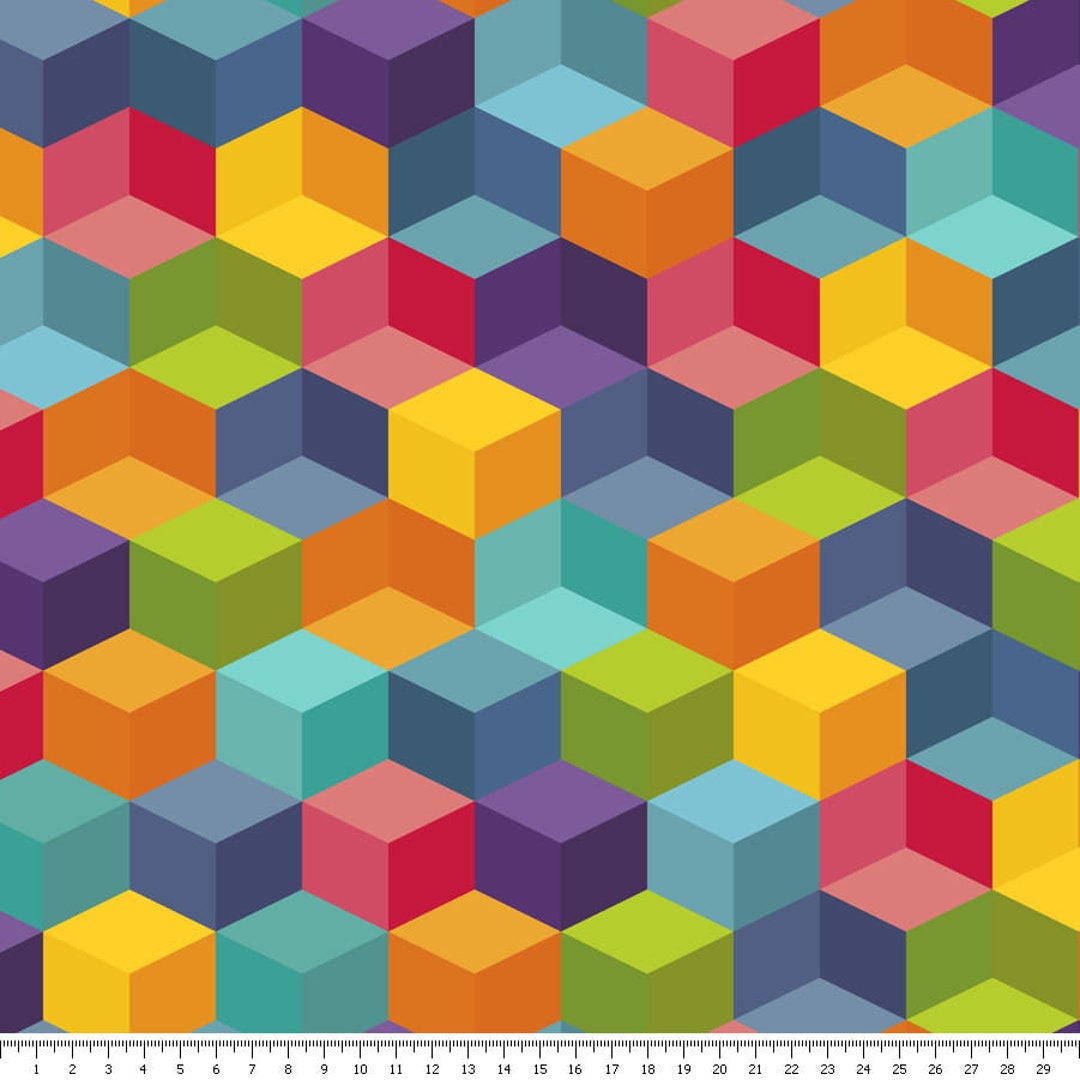 Rainbow Cube Pattern - Waterproof Polyester Fabric PN-EN 71-3: 1998 - Etsy