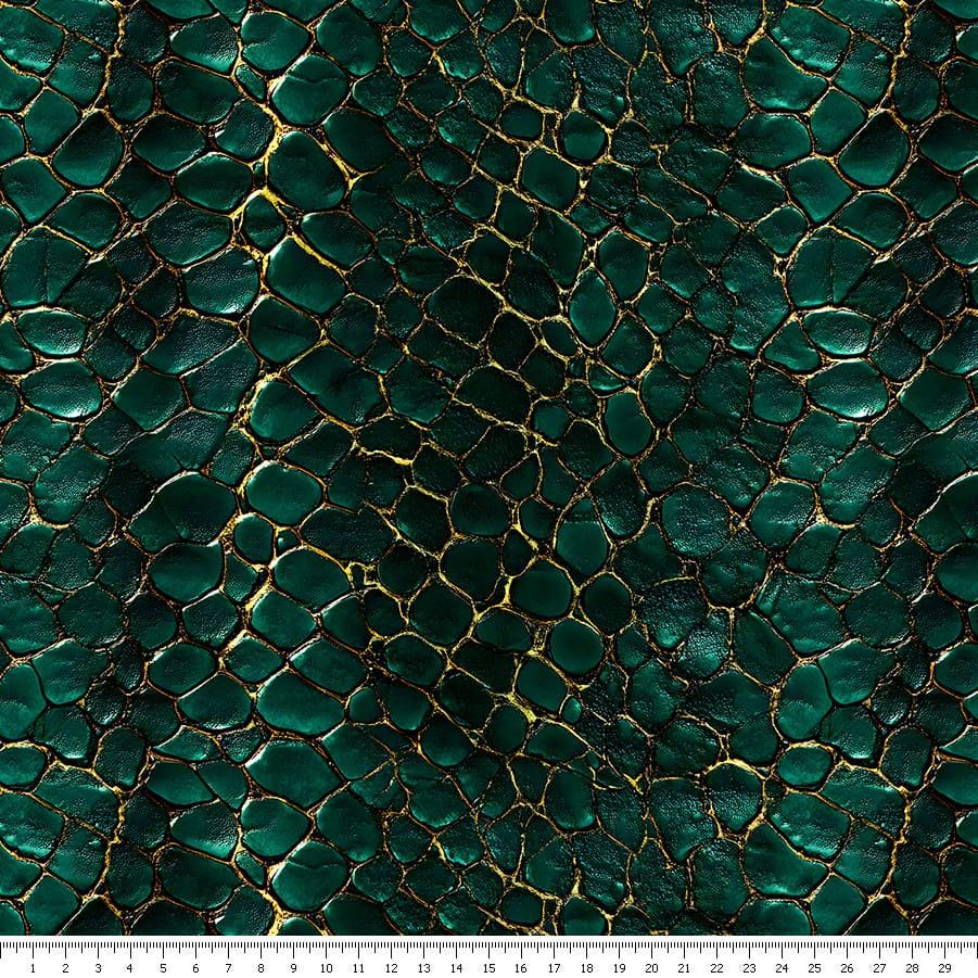 Green and Gold Snake Skin Pattern - Waterproof Polyester Fabric PN-EN ...