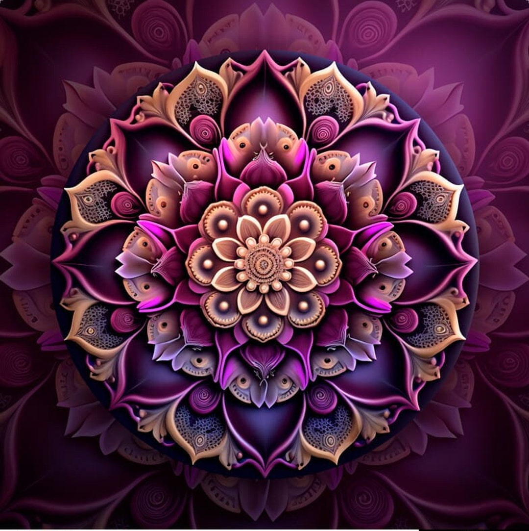 Purple Mandala - Upholstery Velvet Panel - Fabric for a Pillowcase ...