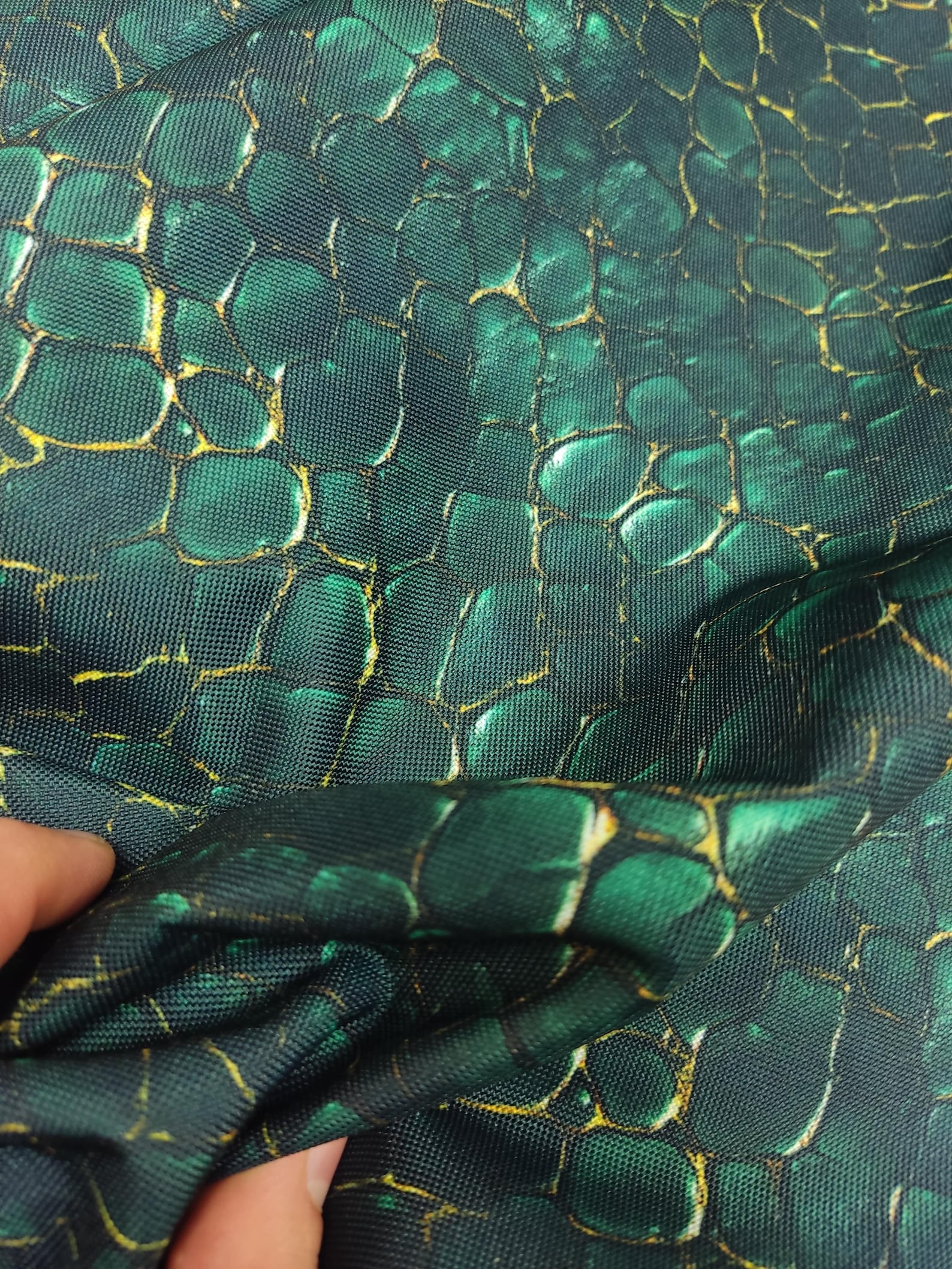 Green and Gold Snake Skin Pattern - Waterproof Polyester Fabric PN-EN ...