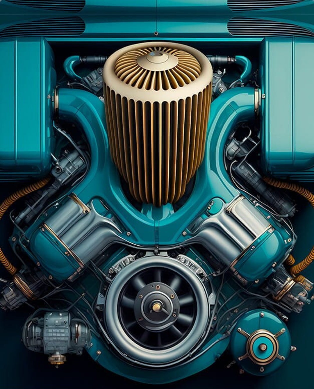 Turquoise Engine - Waterproof Fabric Panel for a Bag - Etsy