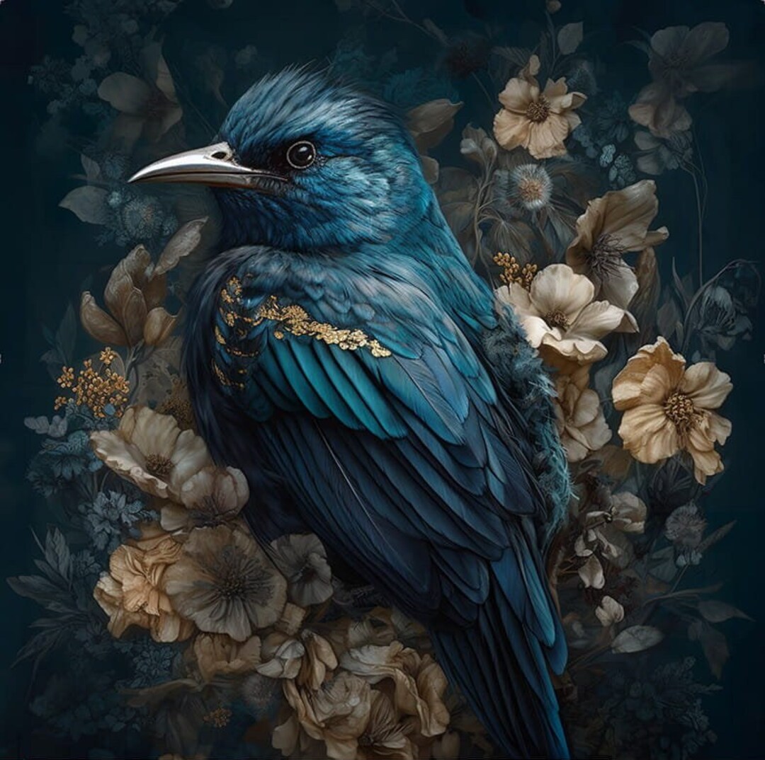 Teal Bird - Waterproof Fabric Panel for a Bag - 52x52 Cm / 20.4"x20.4 ...