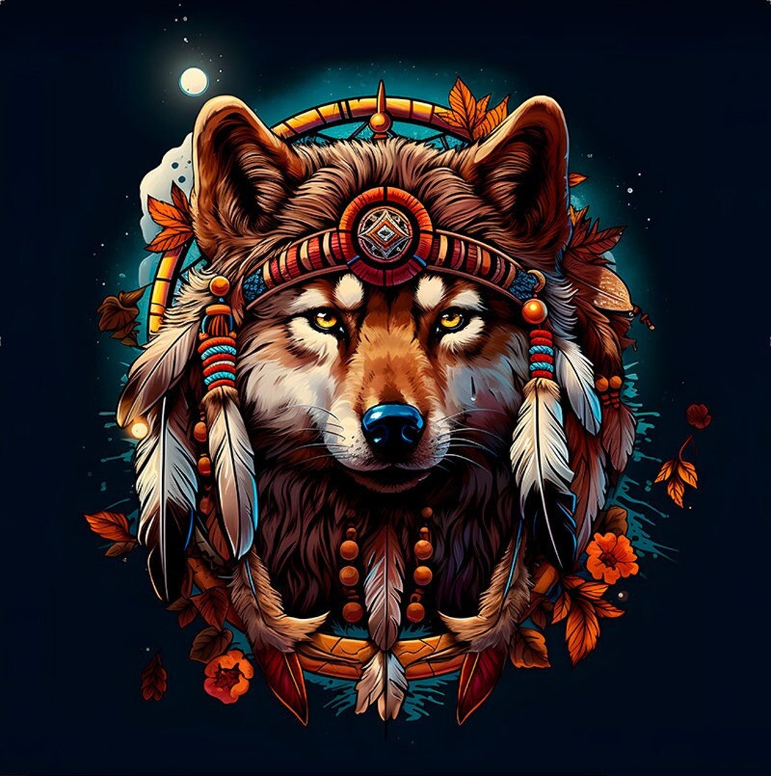 Boho Wolf - Velvet Panel - Fabric for a Pillowcase - Different Sizes - Etsy