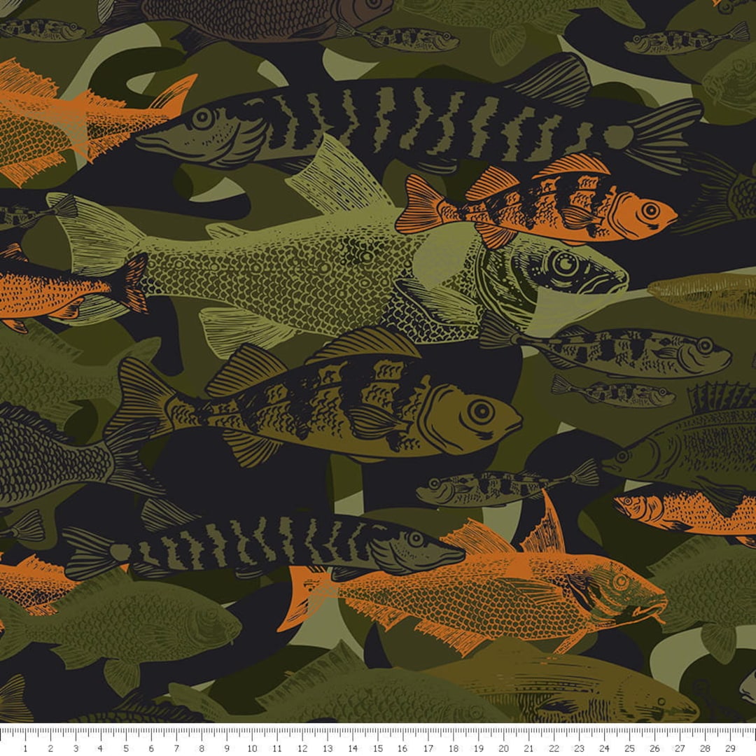 Camouflage Fish - Jersey Cotton Fabric - Etsy