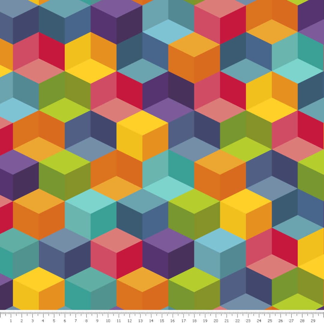 Colorful Cubes - 100% Cotton Fabric - Etsy