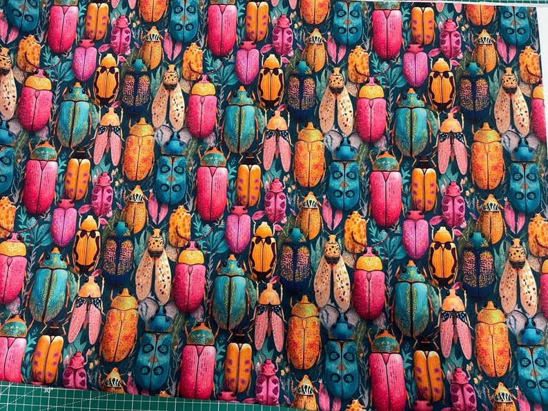 Upholstery Velvet - Colorful Beetles - Etsy