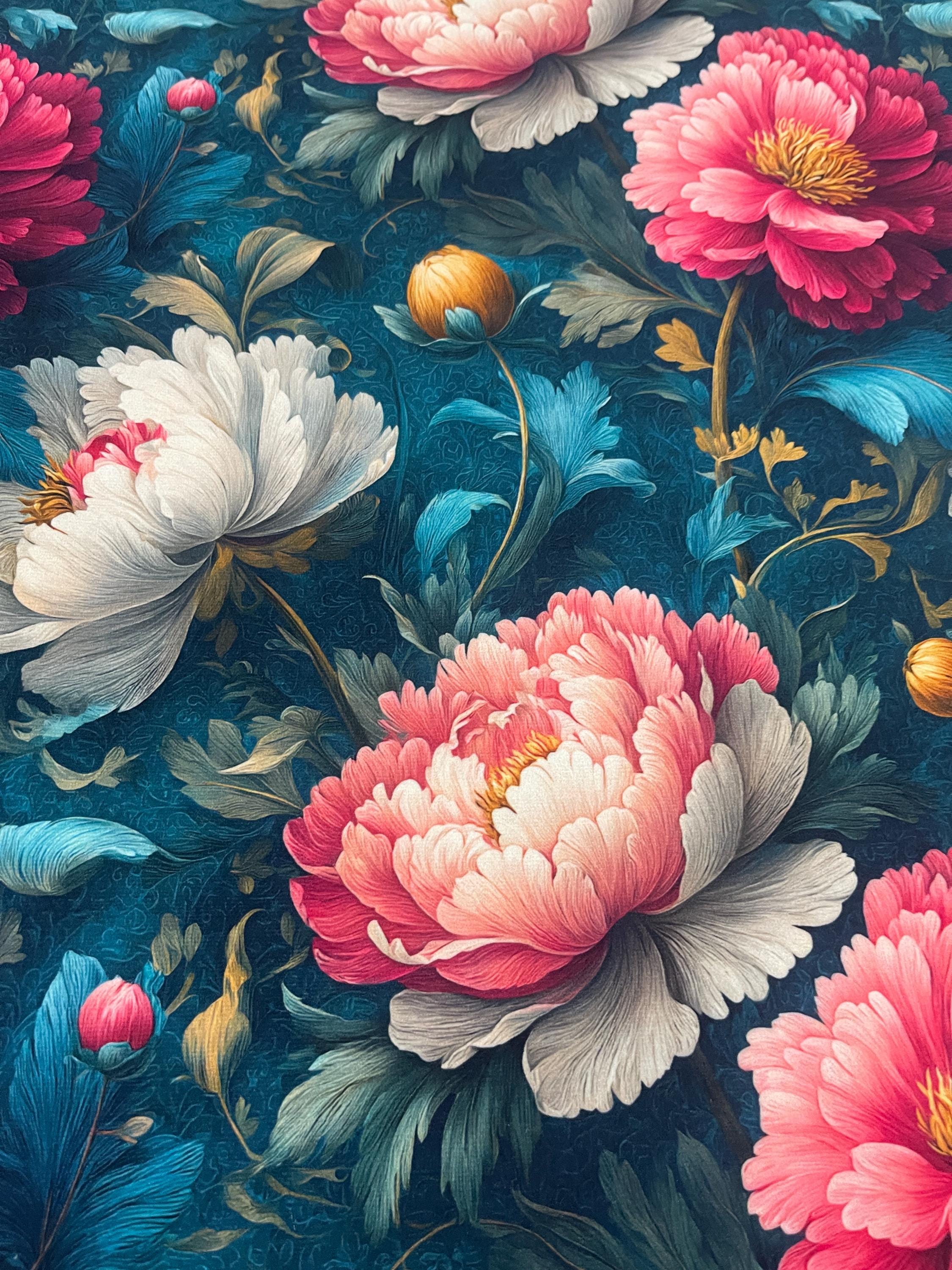 Upholstery Velvet - Elegant Peonies - Etsy