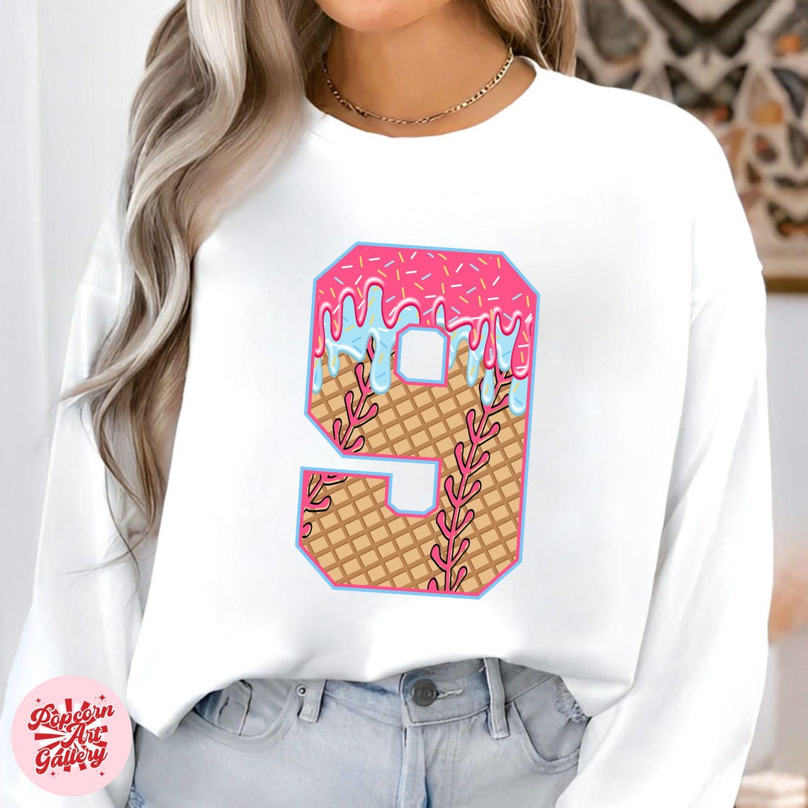 Baseball Ice Cream Drip Number PNG | Custom Jersey Design | Waffle Cone ...