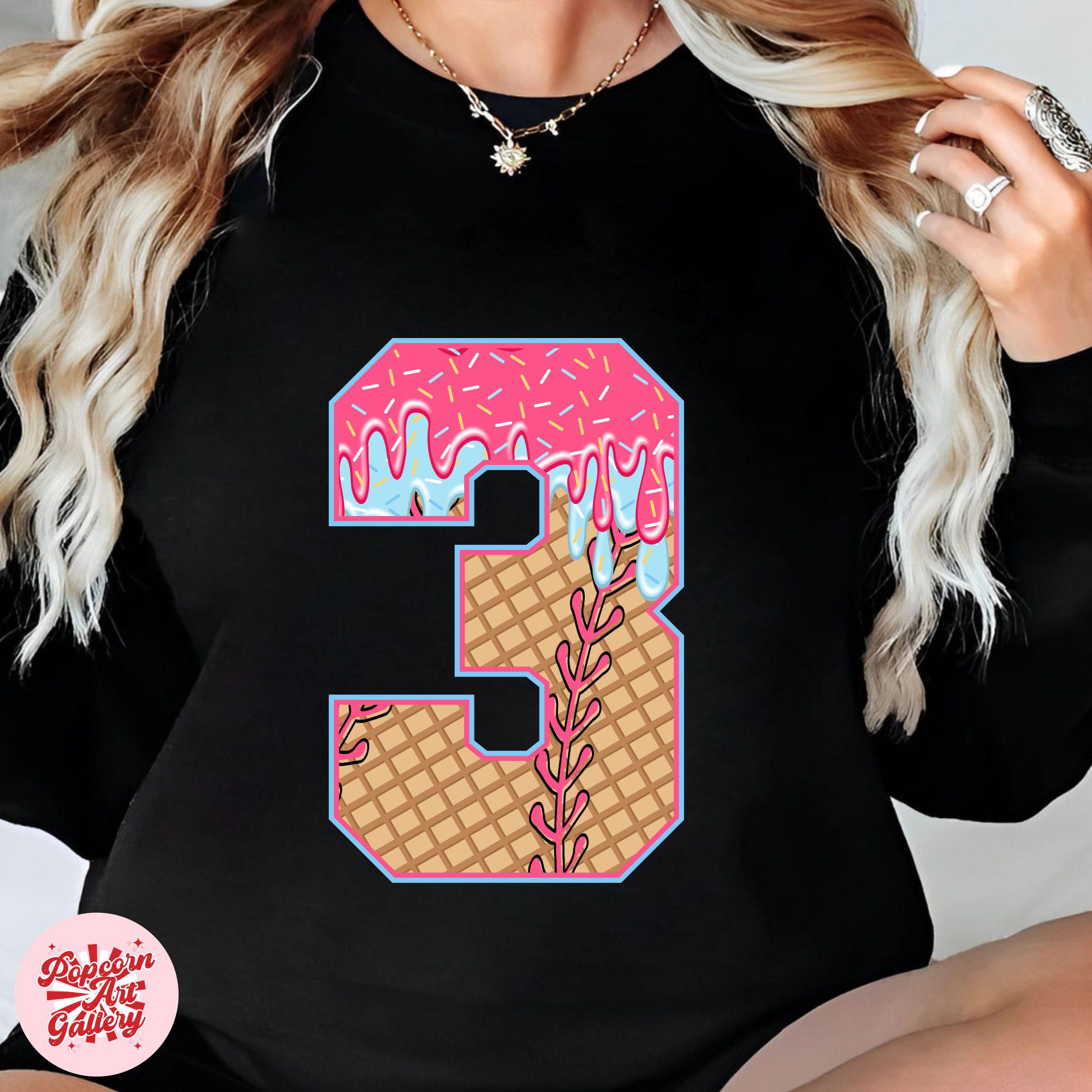 Baseball Ice Cream Drip Number PNG | Custom Jersey Design | Waffle Cone ...