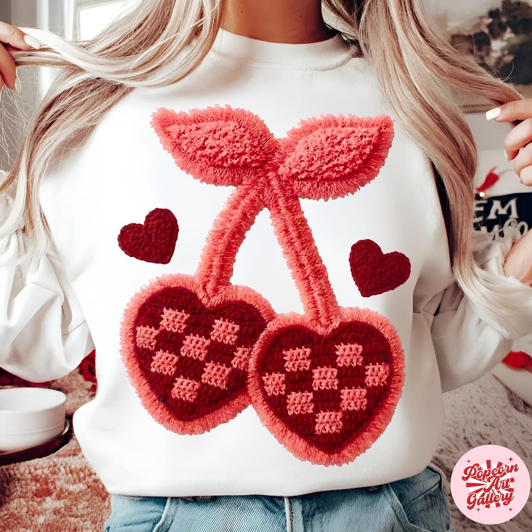 Cute Vday Png, Vday Cherry Png, Fuzzy Cherry PNG, Retro Valentine's Png ...