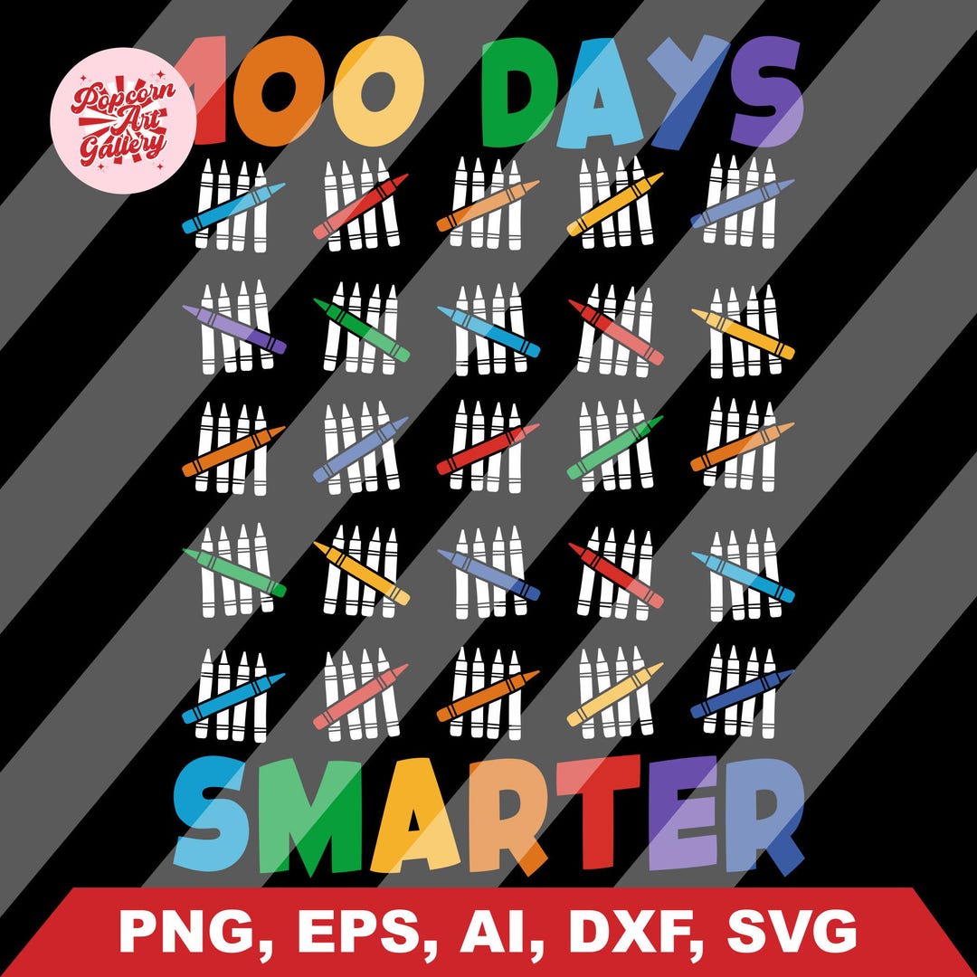 100 Days Smarter Svg, 100th Day of School Svg Dxf Eps Png, Kids Svg ...