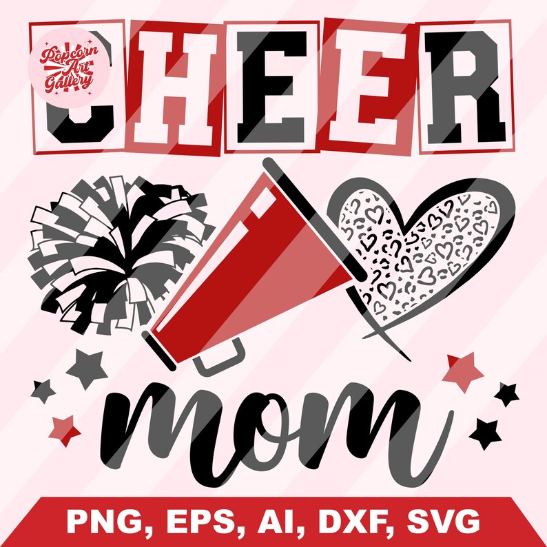 Cheer Mom Svg, Football Leopard Print Heart Svg, Glitter Red ...
