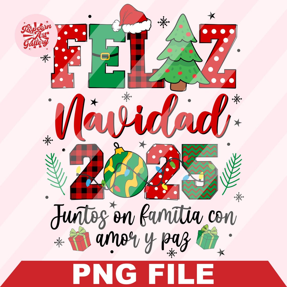 Feliz Navidad Png, Feliz Navidad Sublimation, Spanish Christmas Png ...